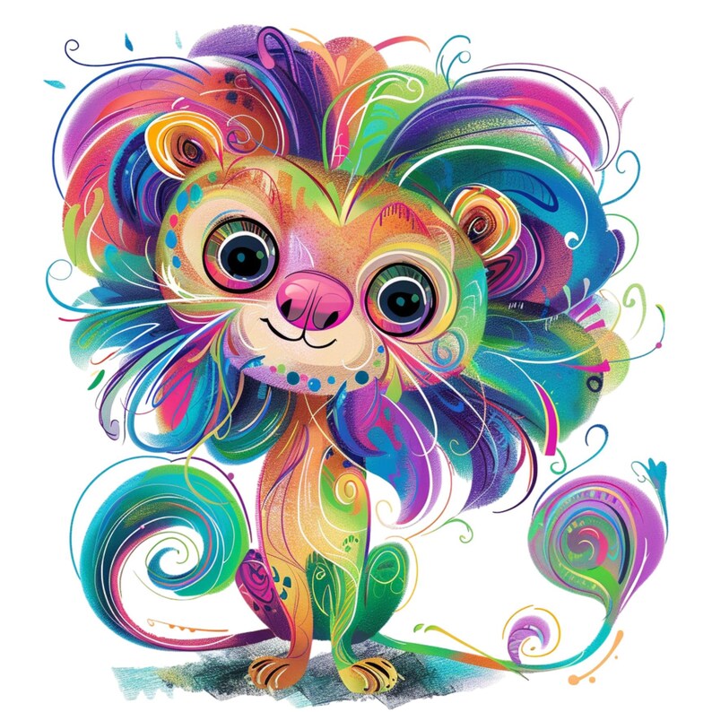 Cartoon Lion Clipart Bundle | Rainbow Lion Digital Art (instant ...