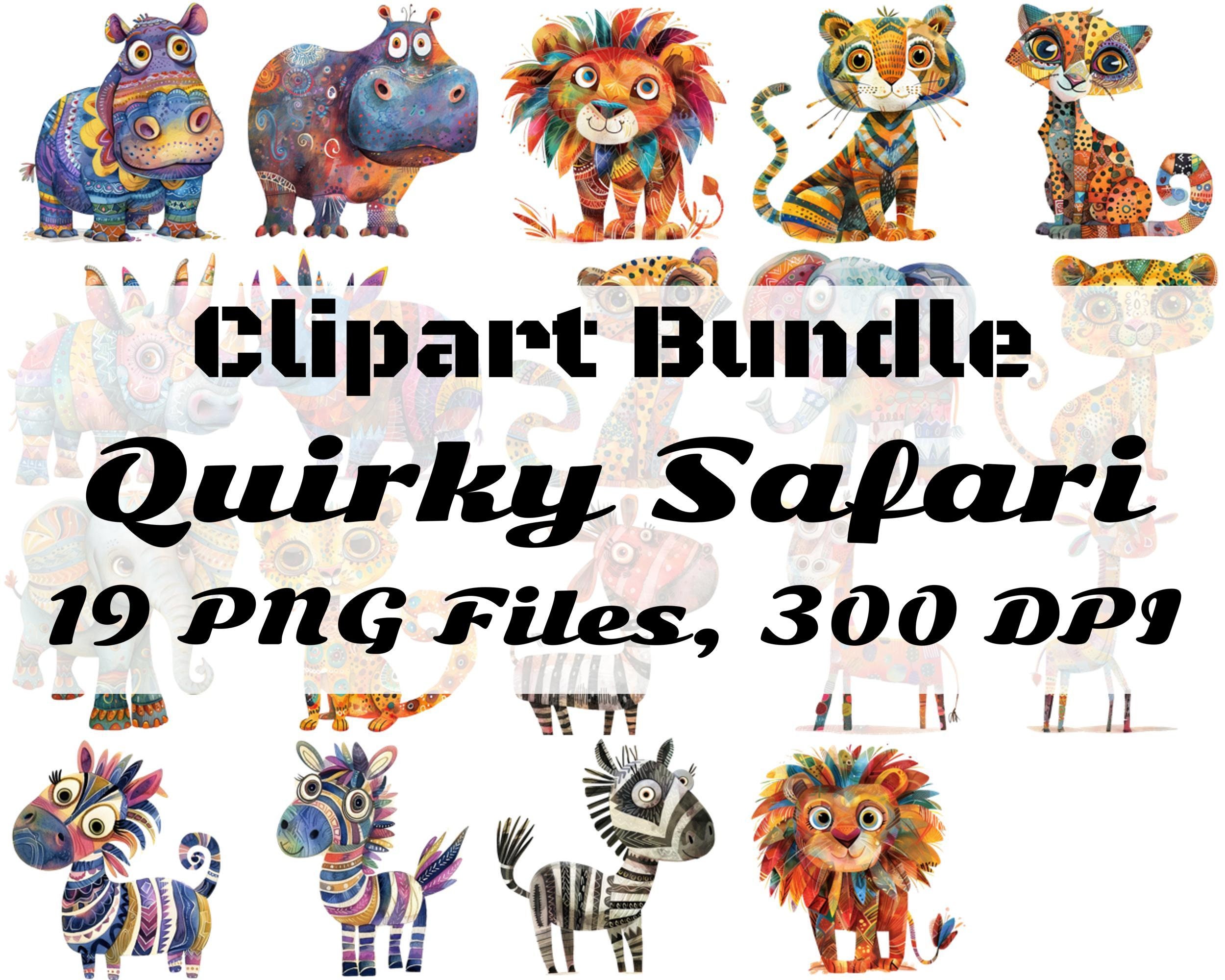 19 Quirky Safari Animals PNG Clipart Bundle Whimsical Safari Animals ...