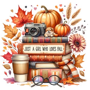 Fall Book Stack Clipart: Autumn Pumpkin Design (digital Download) - Etsy