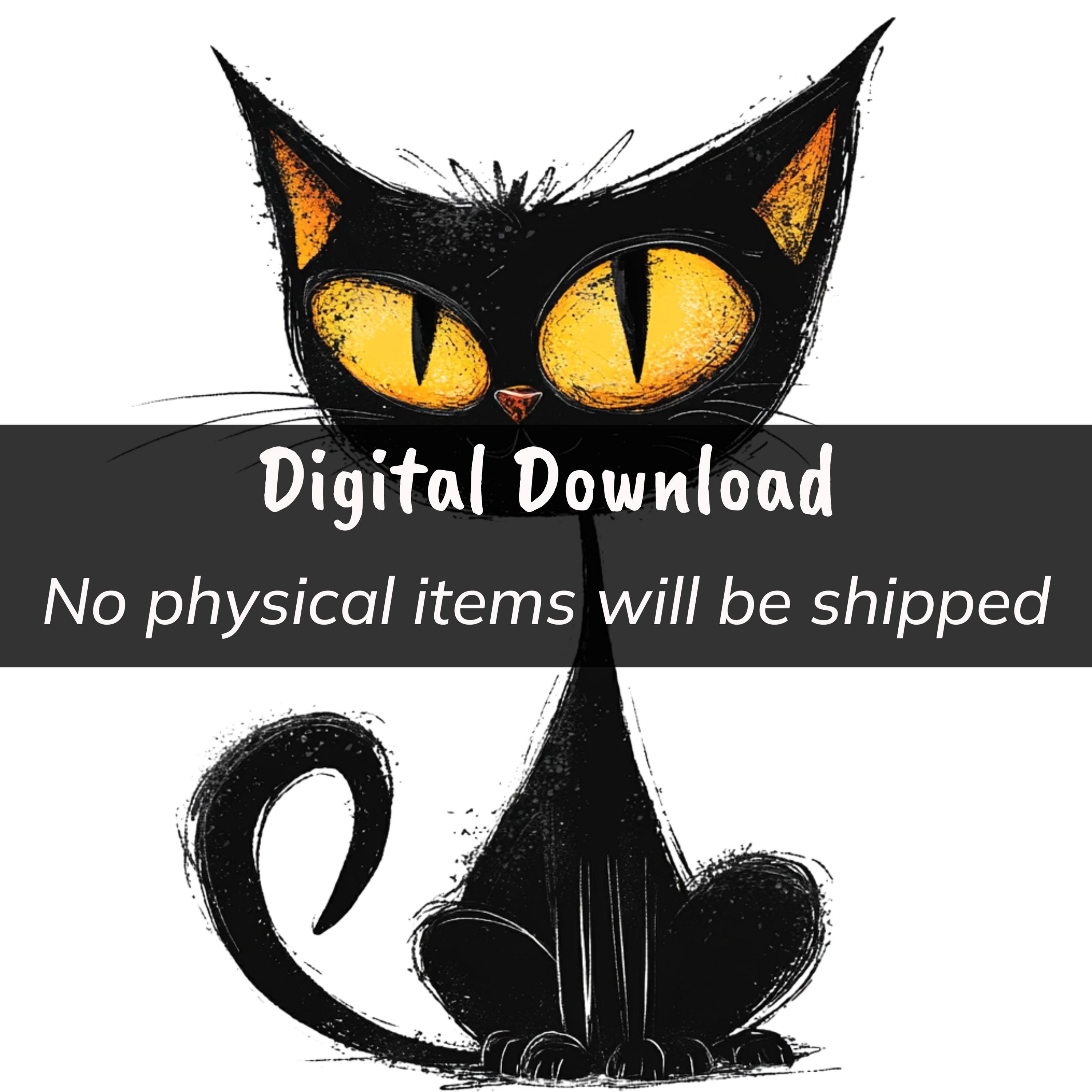 Cute Black Cat Clipart Bundle, Instant Download, Sublimation Design ...