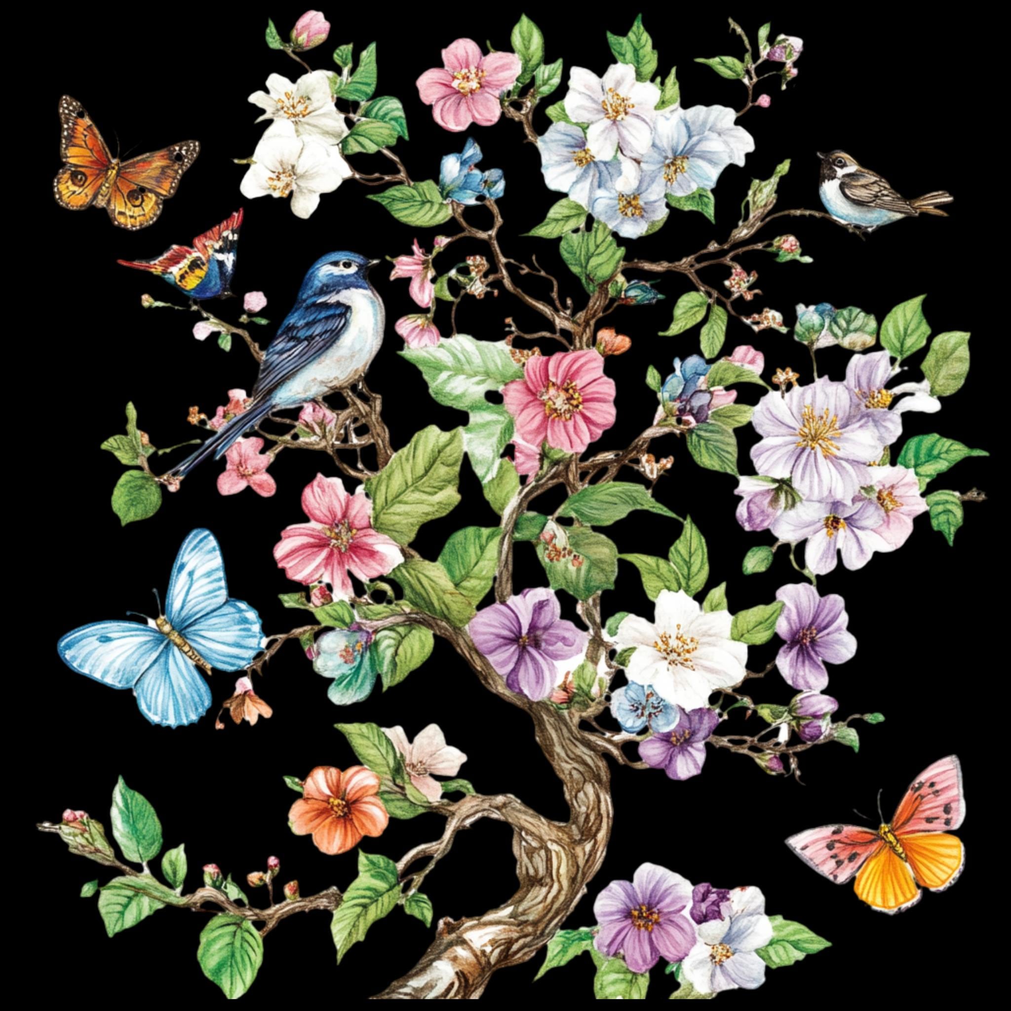 9 Whimsical Spring Tree Clipart Bundle With Colorful Flowers ...