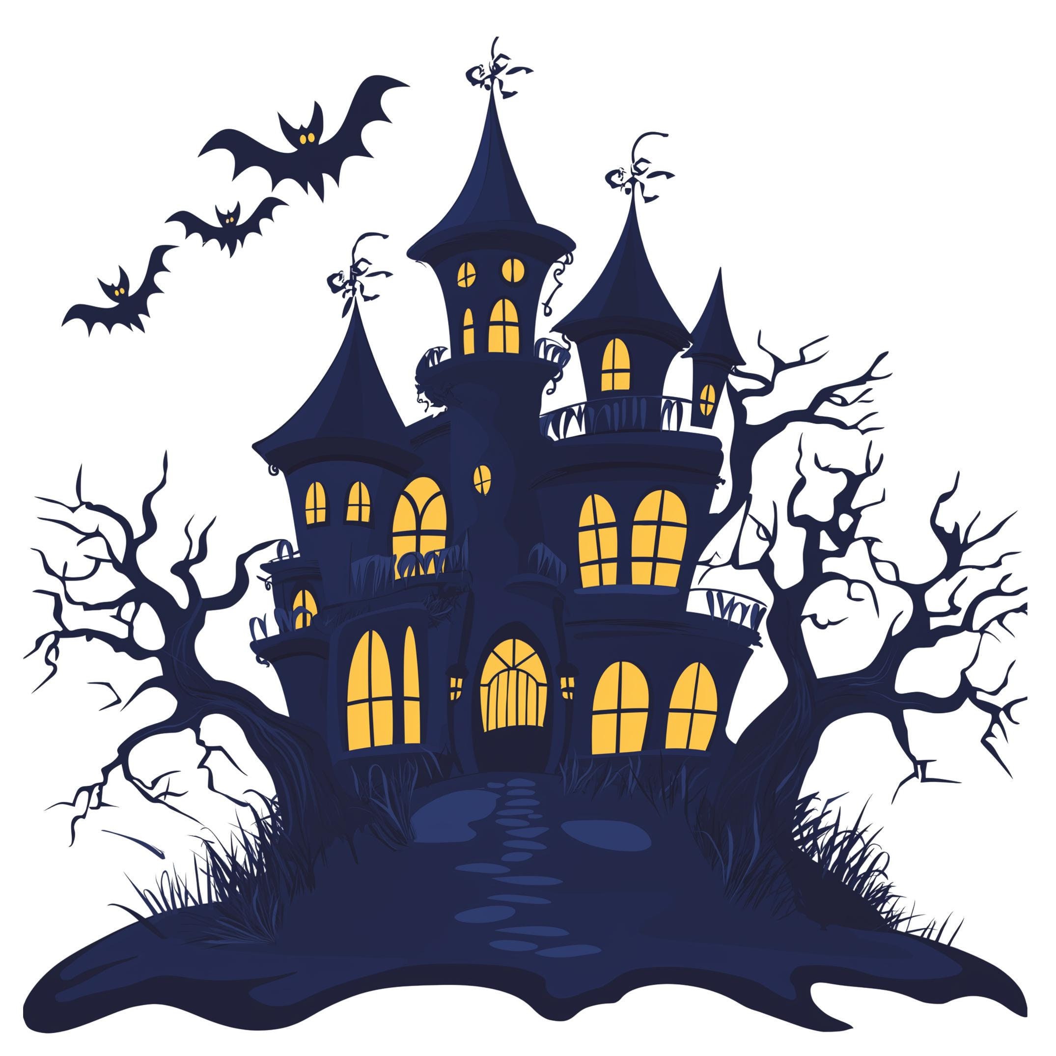 Spooky Haunted House Clipart Bundle: Halloween PNG Graphics (digital ...