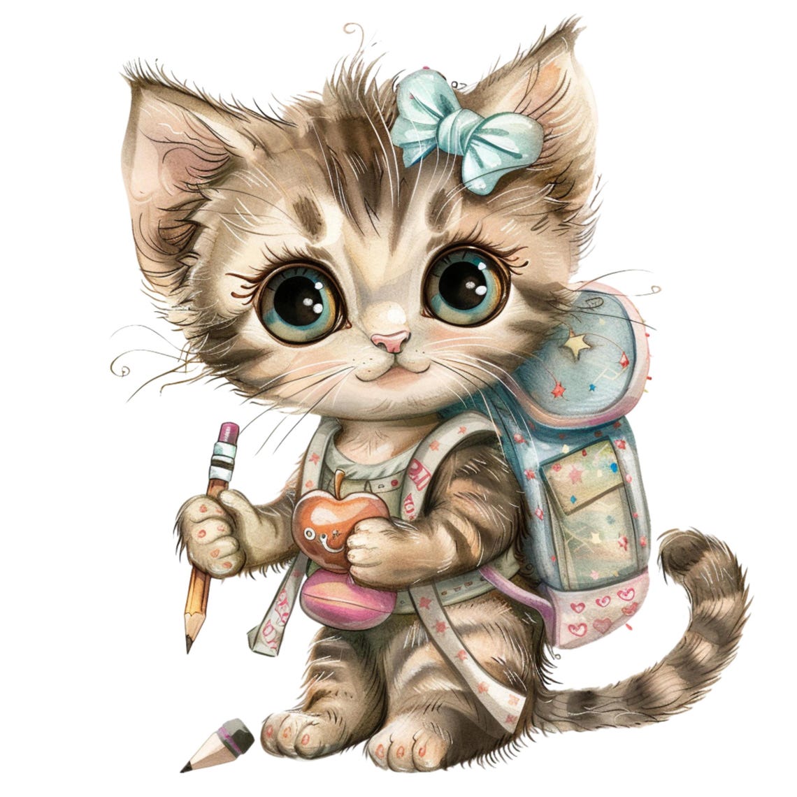 Adorable Kitten Back to School Clipart Pack Instant Download ...