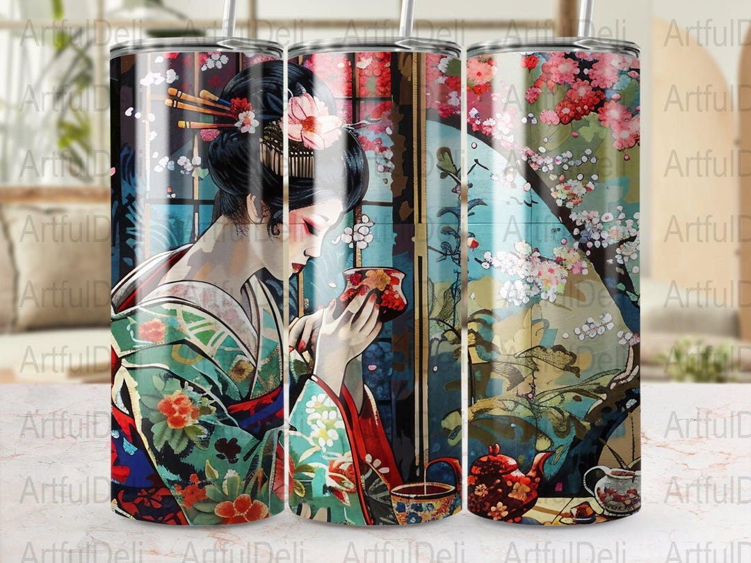 Geisha Art Tumbler Wrap: Japanese Design (digital Download) - Etsy
