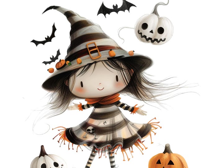Halloween Witches Clipart, Cute Witch PNG, Fall Clip Art, Transparent ...