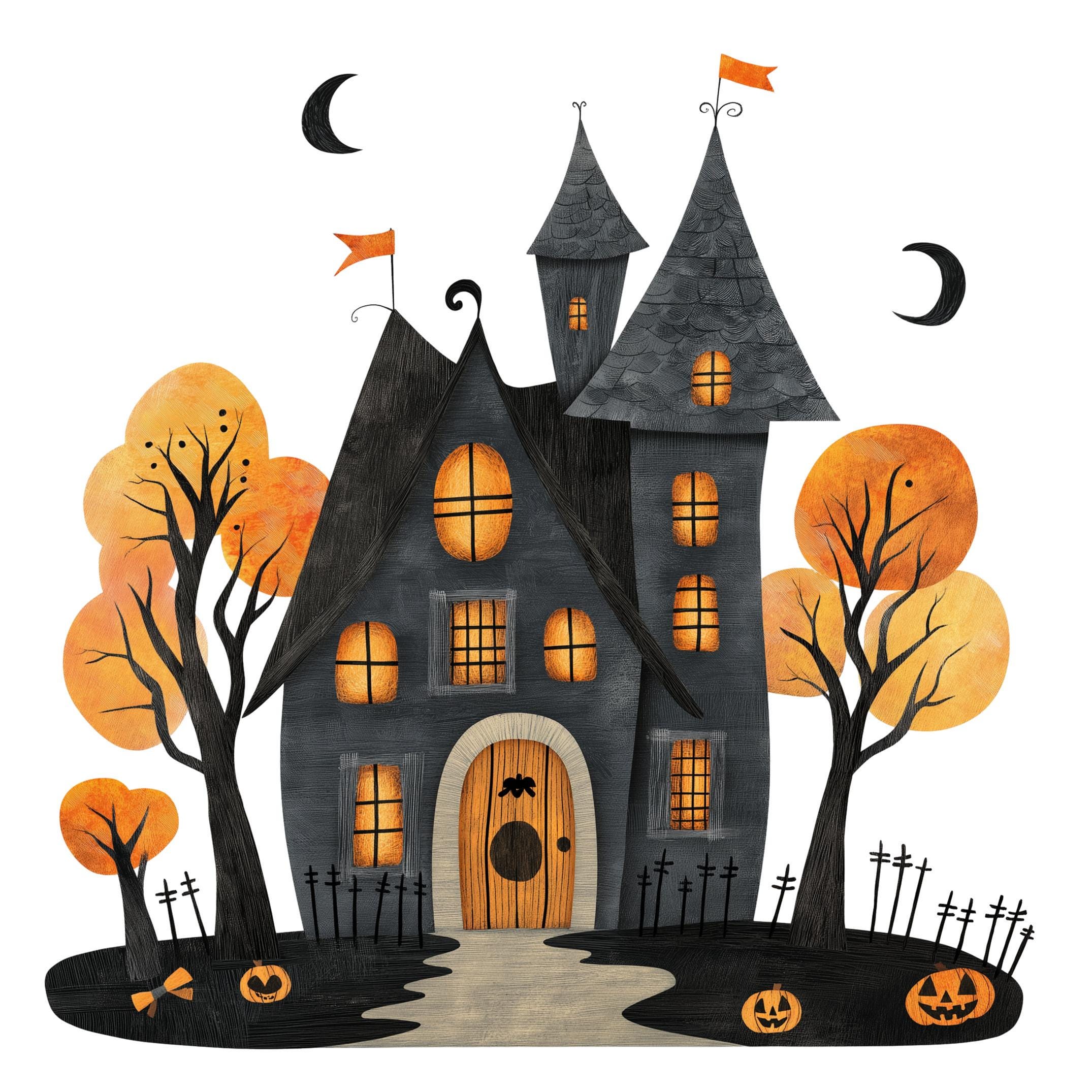 Spooky Haunted House Clipart Bundle: Halloween PNG Graphics (digital ...