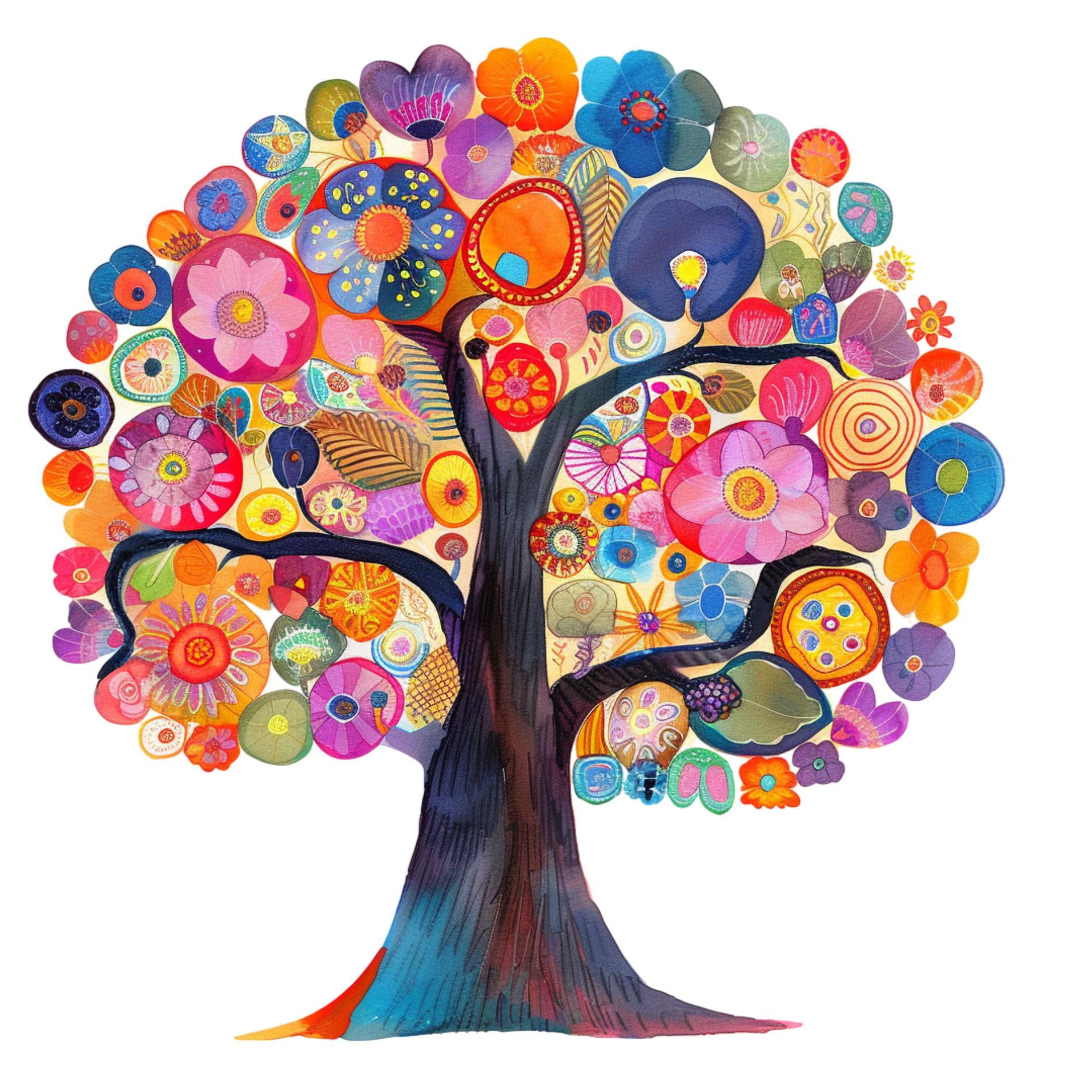 Quirky, Vibrant Tree Clipart Bundle, Colorful Artistic Tree PNG ...