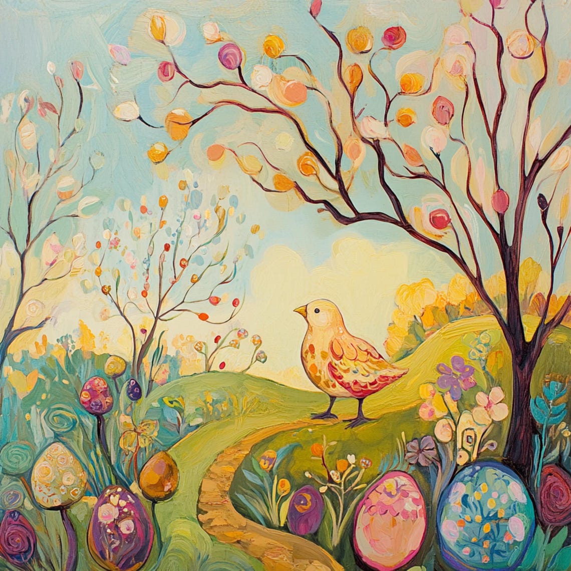Easter Scene Clipart Bundle: Watercolor Spring Birds & Flowers (PNG ...