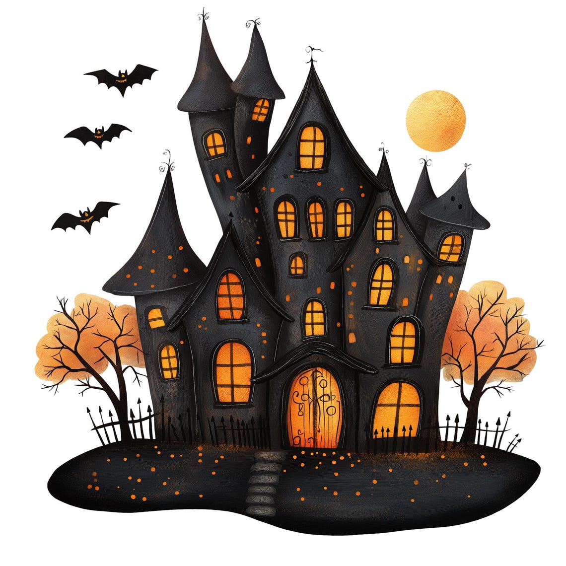 Spooky Haunted House Clipart Bundle: Halloween PNG Graphics (digital ...