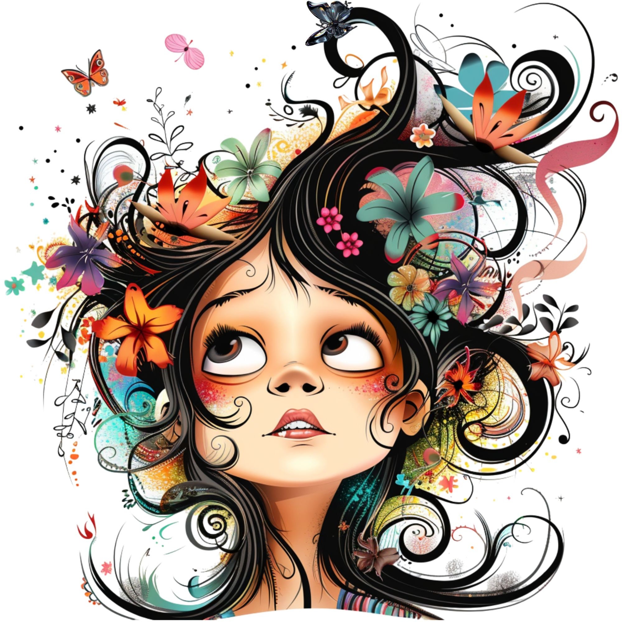 Set of 12 Cute Quirky Girl Clipart Bundle Whimsical Elements, Instant ...