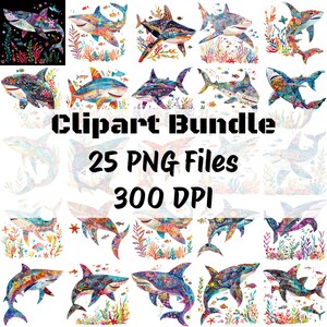 Colorful Shark Clipart Bundle: Sublimation Design (digital Download) - Etsy
