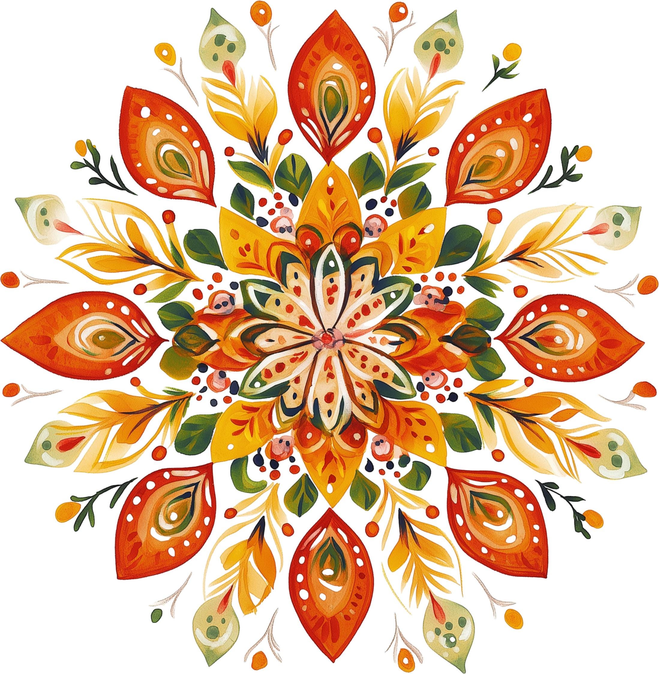 Autumn Mandala Clipart Bundle: Vibrant Floral PNG Graphics (digital ...