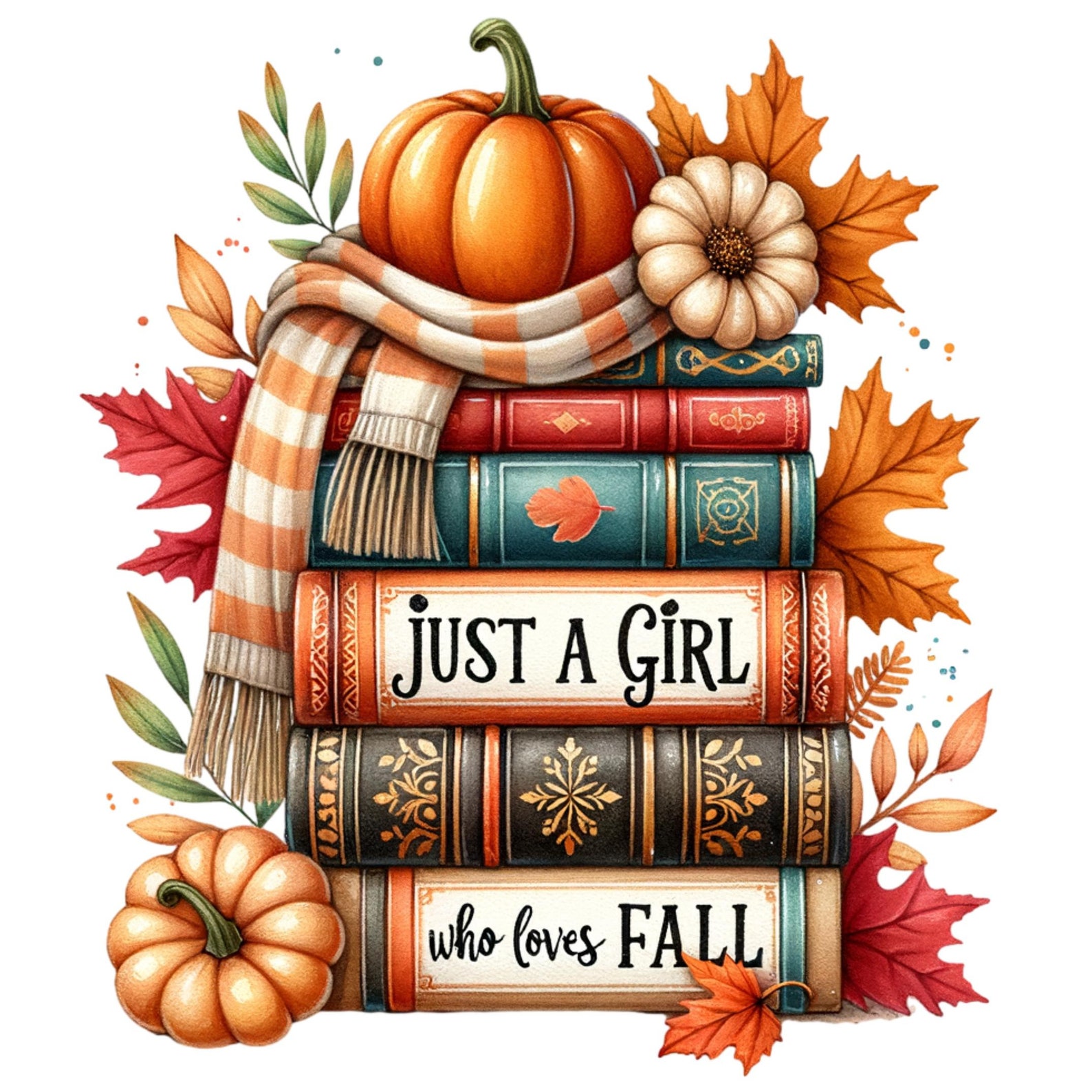Fall Book Stack Clipart: Autumn Pumpkin Design (digital Download) - Etsy