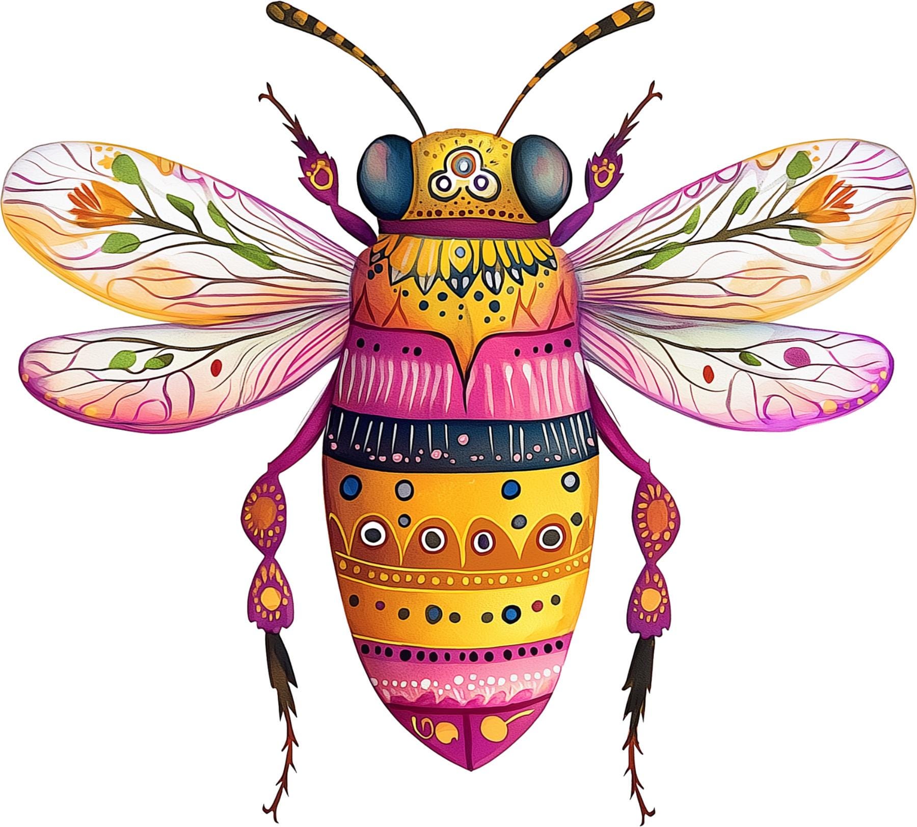 20 Vibrant Bee Clipart Bundle, Instant Download, Colorful Sublimation ...