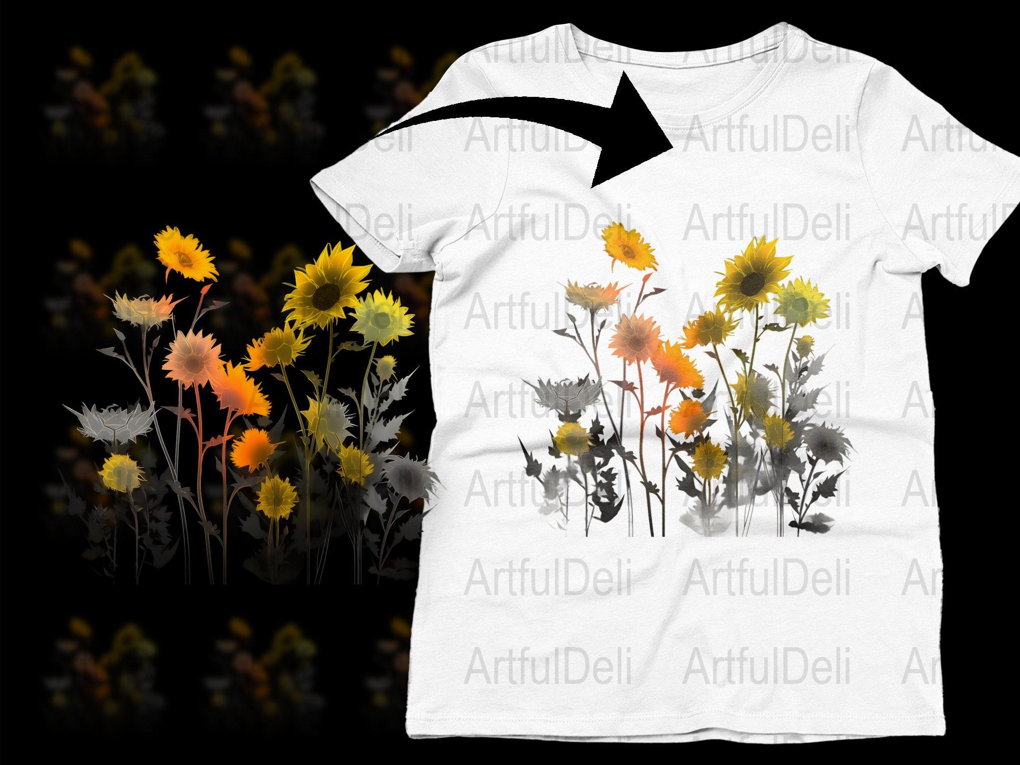Sunflower Clipart, Hand Drawn Flowers, Floral Digital Art, Botanical ...