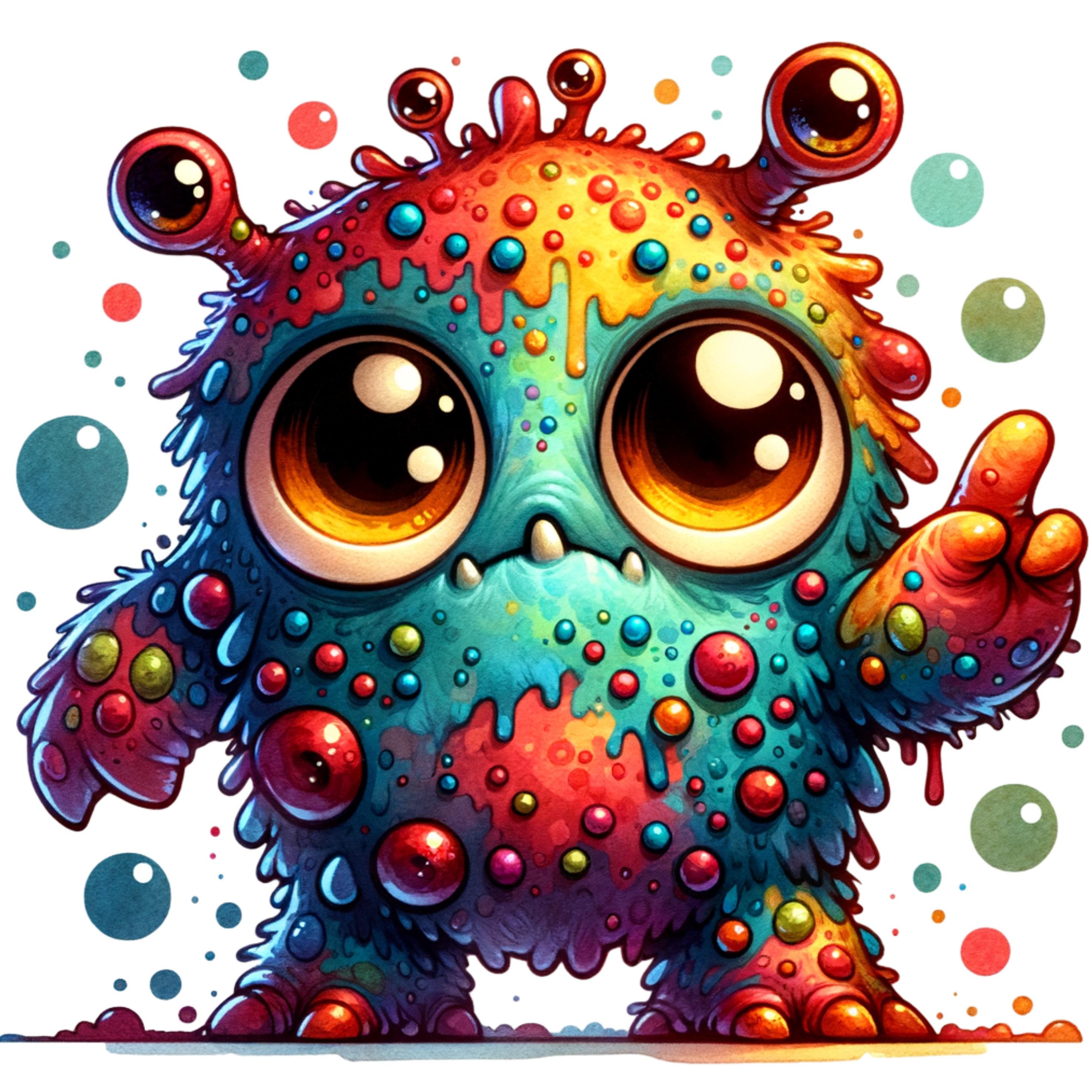 Whimsical Monster Clipart Bundle: Colorful Nursery Graphics (PNG ...