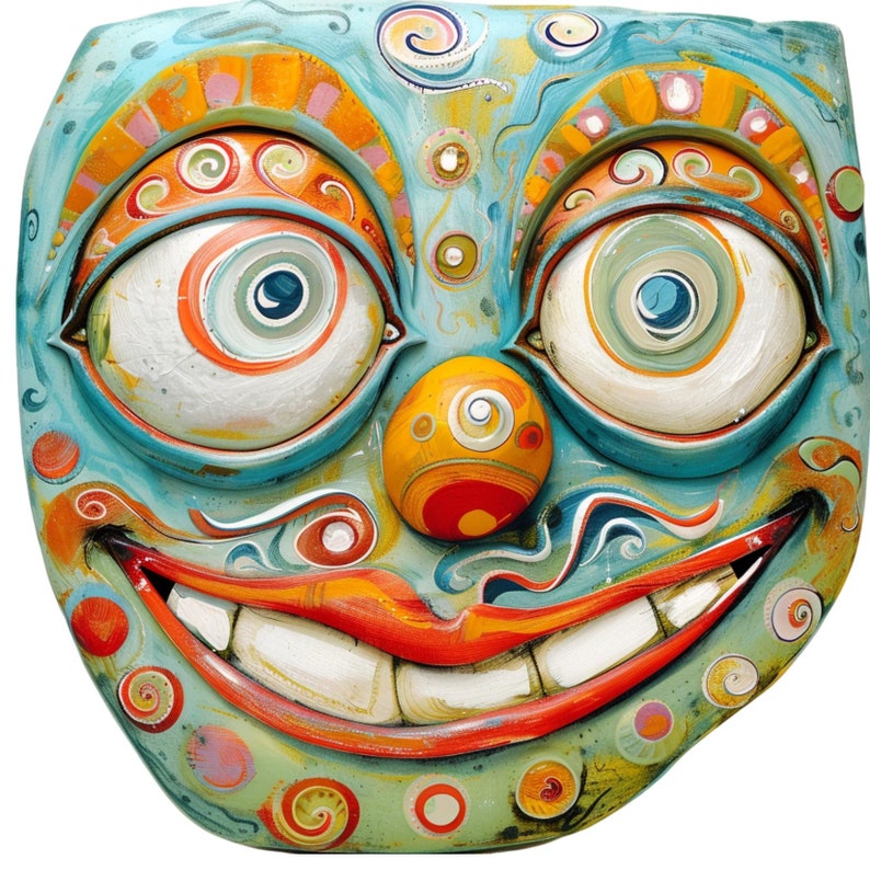 Colorful Abstract Face Clipart Pack of 25 PNG Files, Instant Download ...