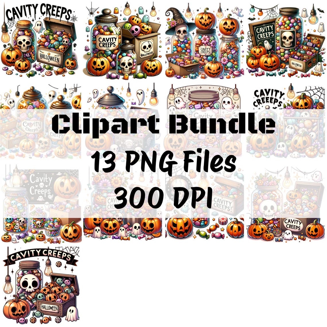 Cavity Creeps Halloween Clipart, Pumpkins, Ghosts (PNG, Sublimation) - Etsy