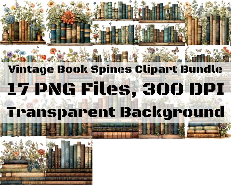 17 Watercolor Book Border Bundle PNG Set, Instant Digital Download ...