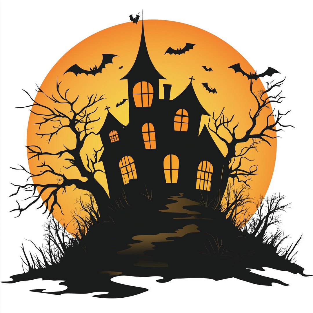 Halloween Haunted House Clipart, Spooky House Illustration, Transparent ...