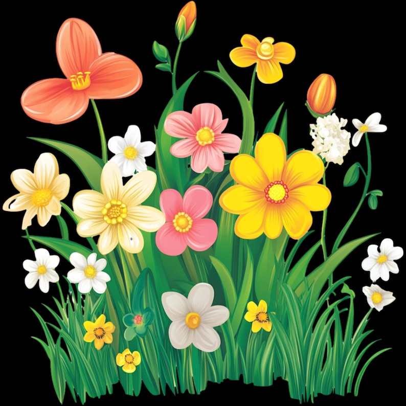 22 Vibrant Spring Floral Clipart Bundle, Perfect for Sublimation ...