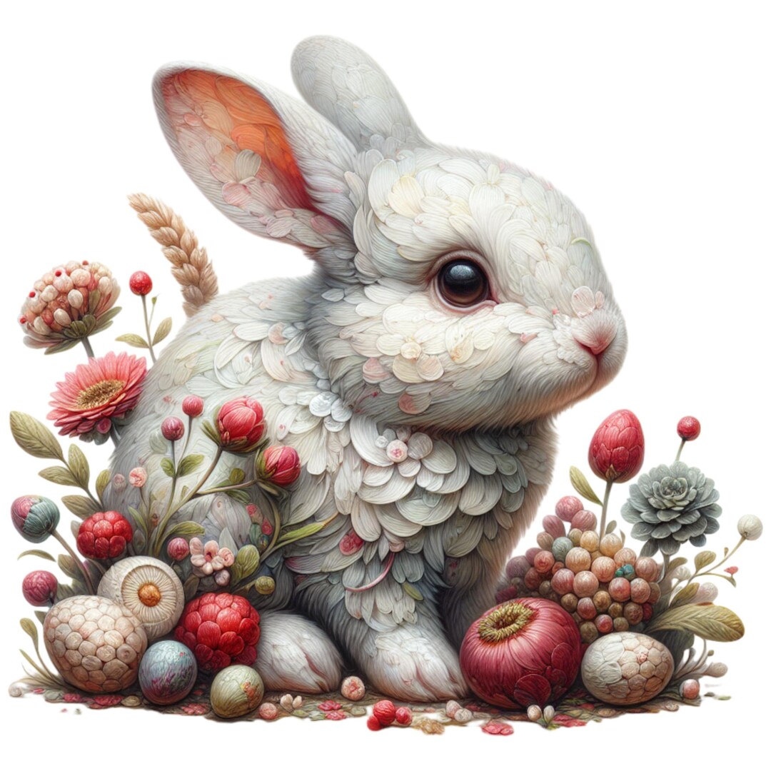 19 Quirky Easter Bunny Clipart Bundle, Intricate Floral Easter Bunny ...