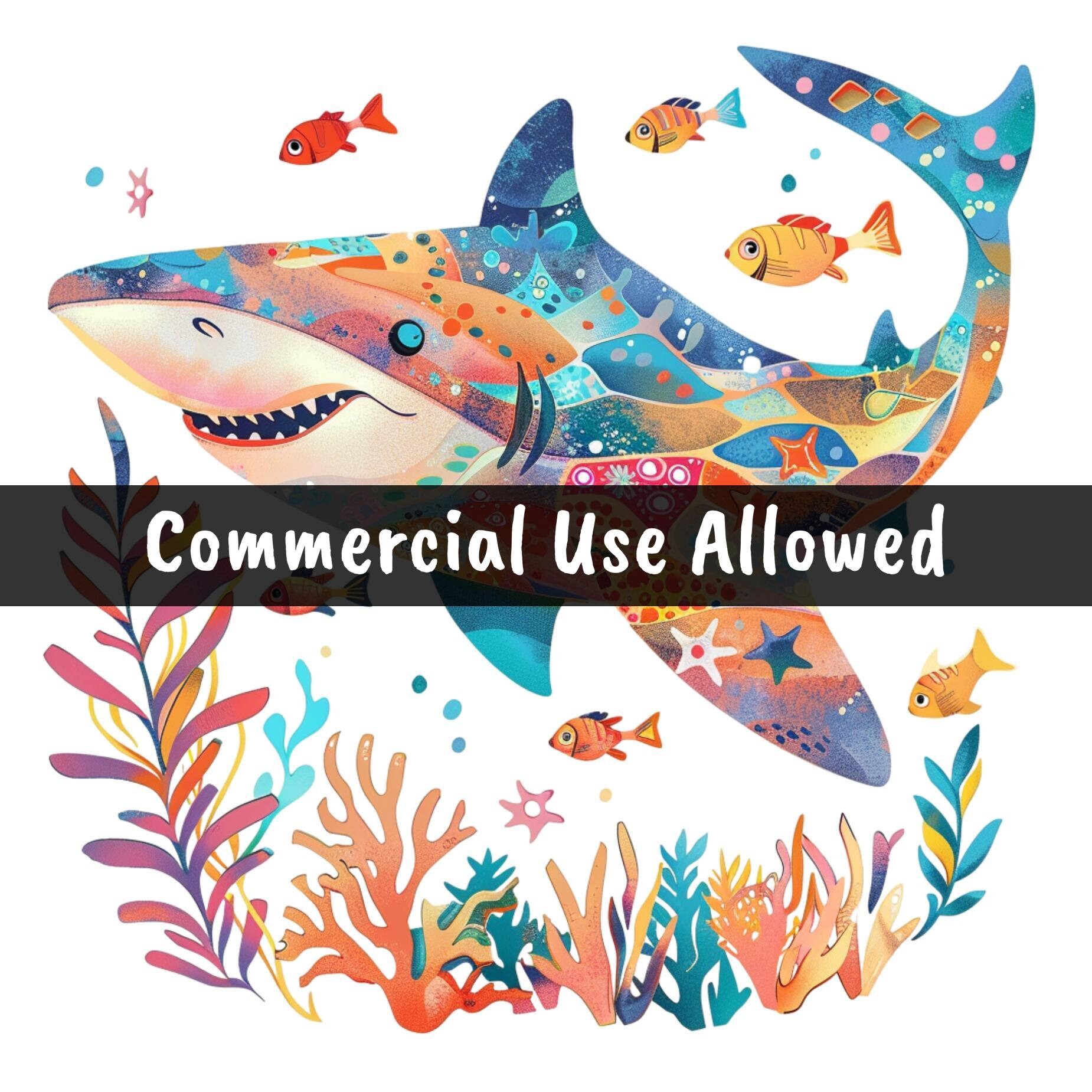 Colorful Shark Clipart Bundle, Sublimation Design, Instant Download ...