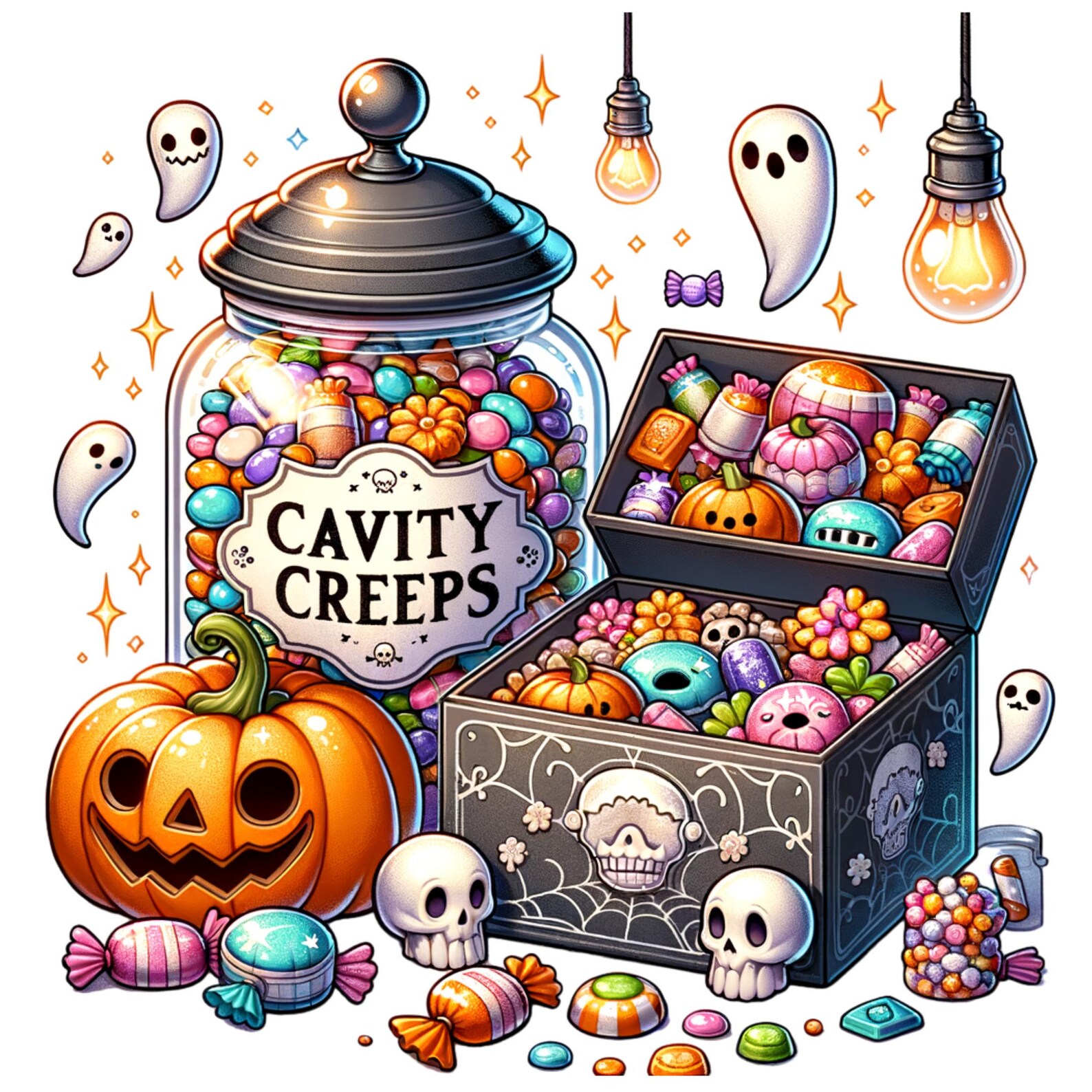 Cavity Creeps Halloween Clipart, Pumpkins, Ghosts (PNG, Sublimation) - Etsy