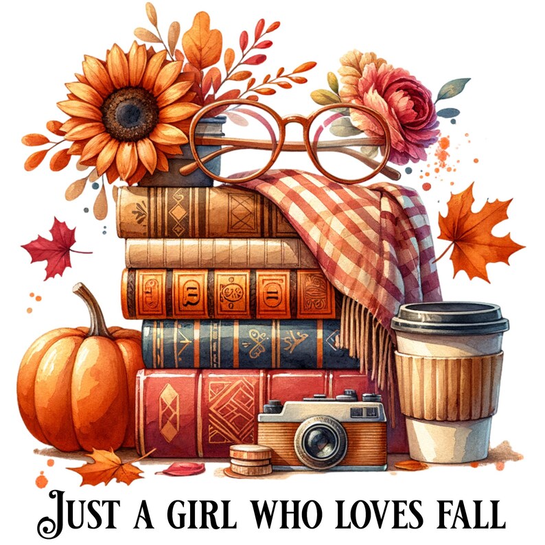 Fall Book Stack Clipart: Autumn Pumpkin Design (digital Download) - Etsy