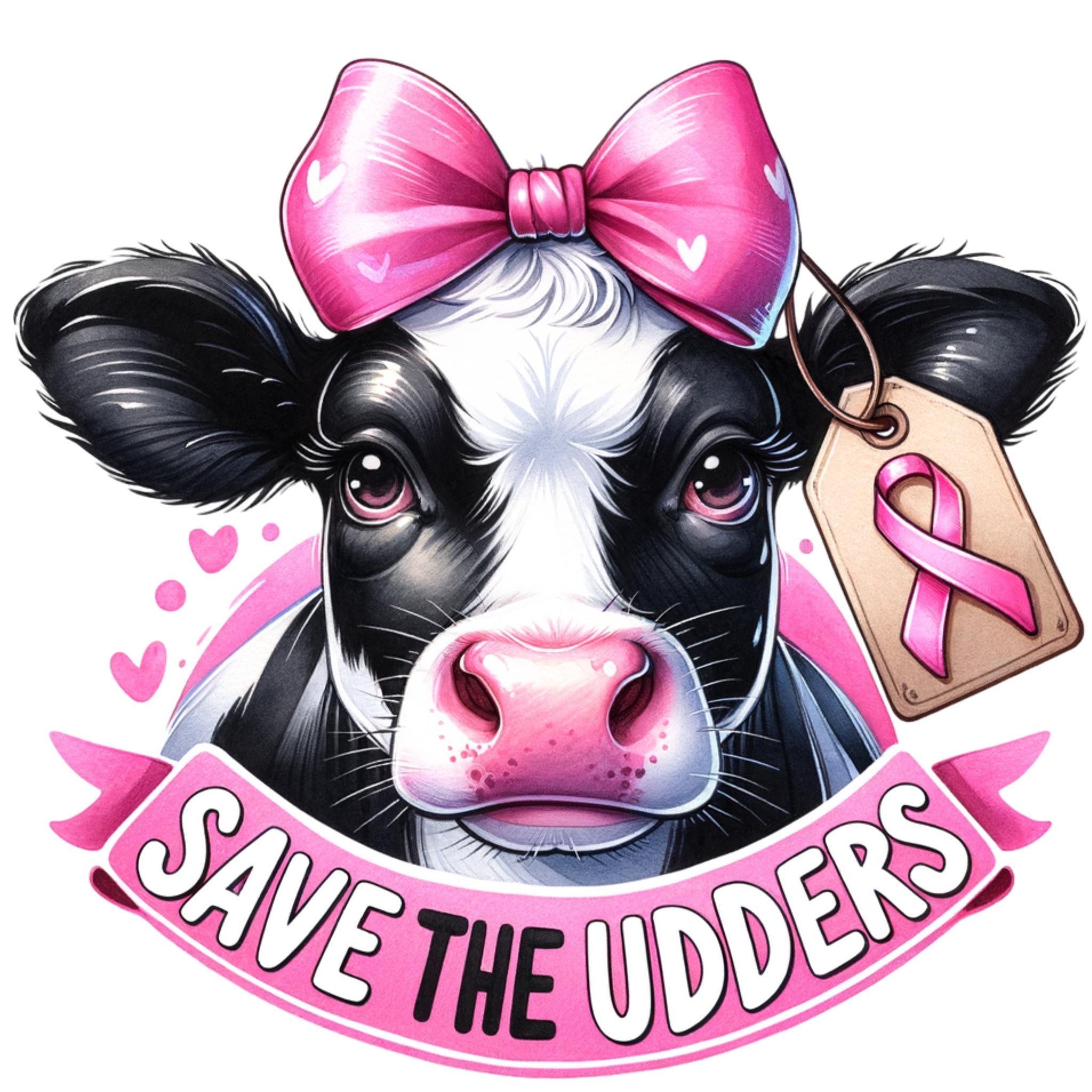Save the Udders Cow PNG: Breast Cancer Awareness Clipart (digital ...