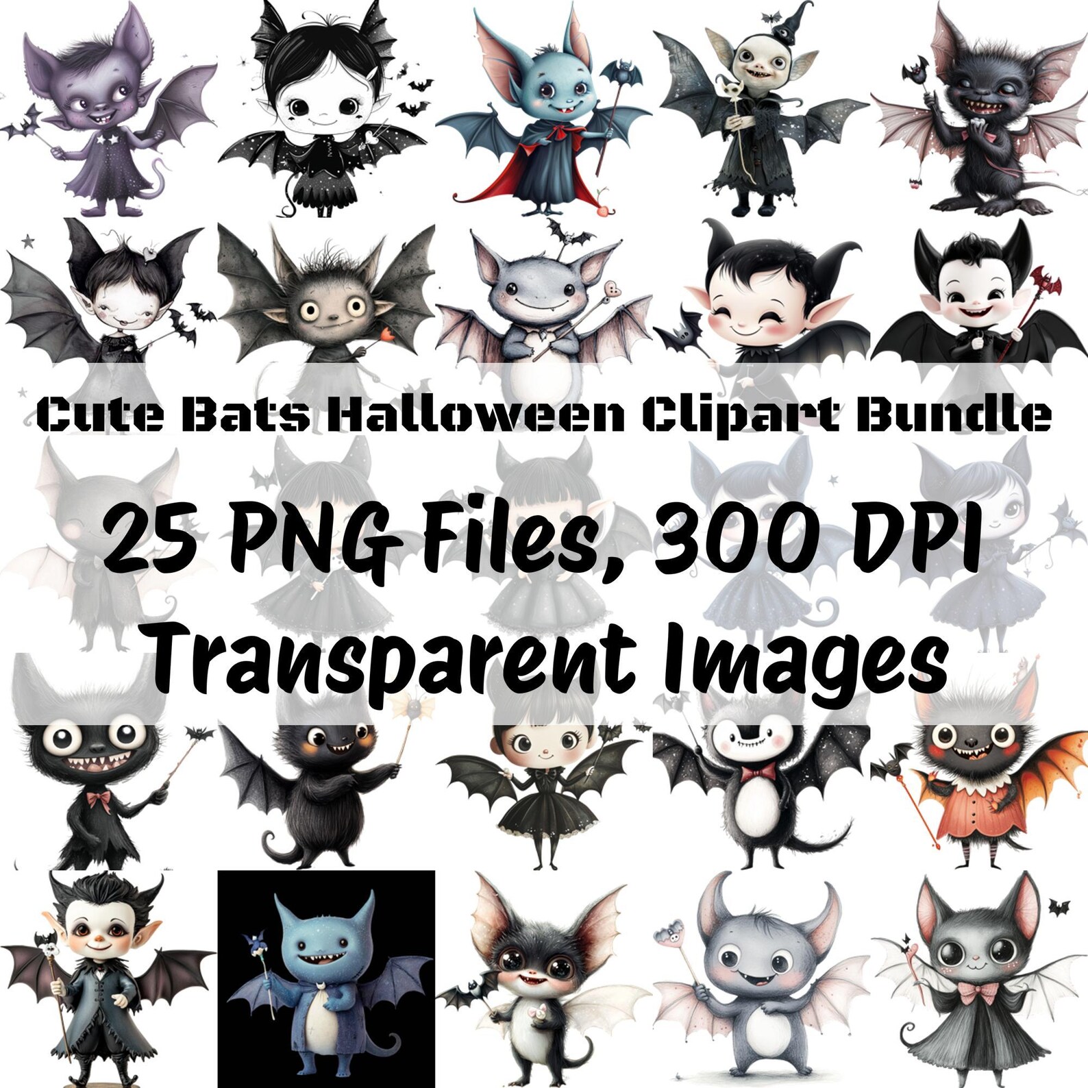 Halloween Bat Clipart Bundle, PNG Art (digital Download) - Etsy