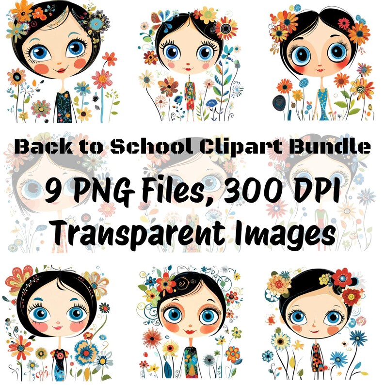 Whimsical Girl Clipart Bundle: Watercolor PNG, DIY Crafts (commercial ...