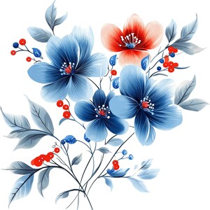 Blue Floral Clipart: Winter Flower PNG Bundle (digital Download) - Etsy