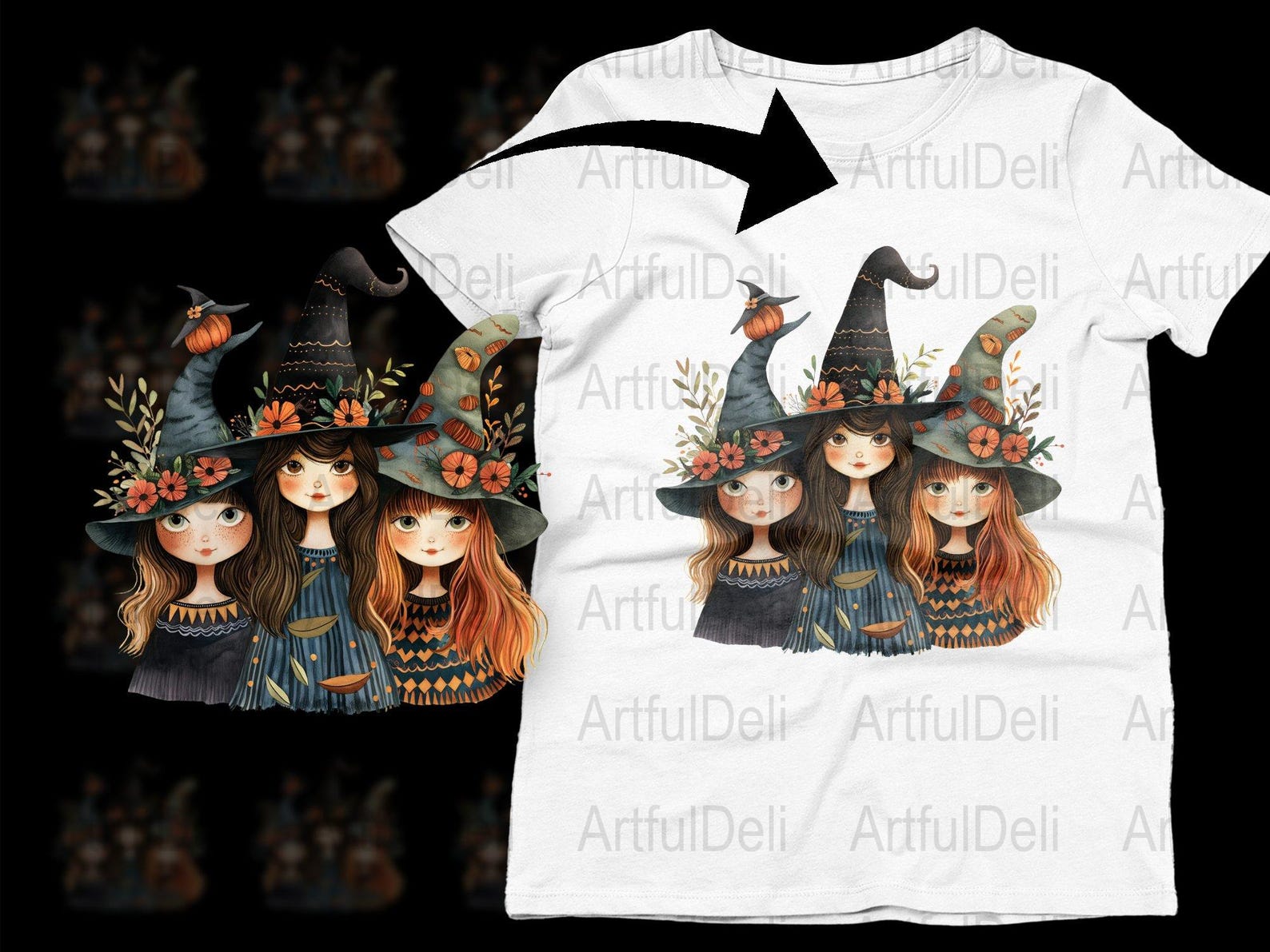Halloween Witches Clipart, Cute Witch PNG, Fall Clip Art, Transparent ...