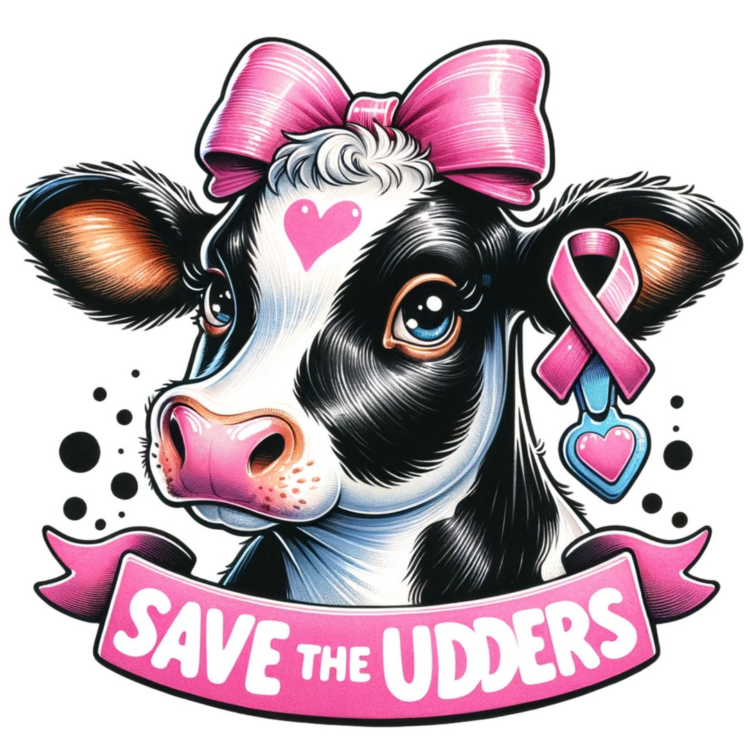 Save the Udders Cow PNG: Breast Cancer Awareness Clipart (digital ...