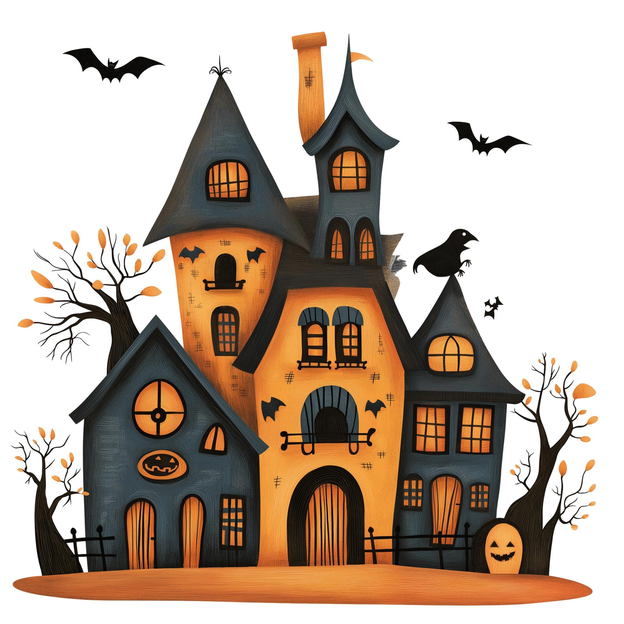 Spooky Haunted House Clipart Bundle: Halloween PNG Graphics (digital ...