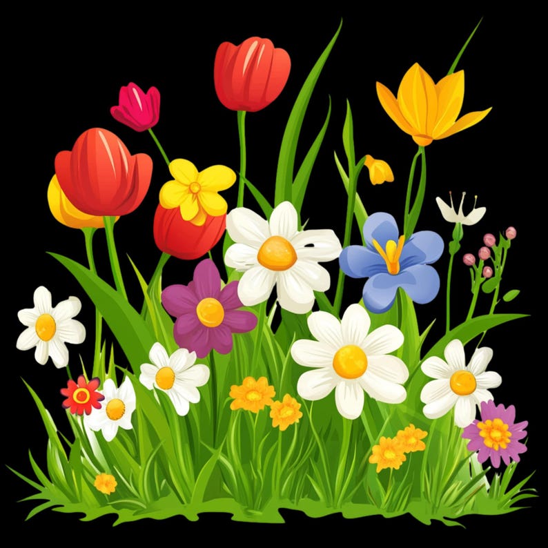 22 Vibrant Spring Floral Clipart Bundle, Perfect for Sublimation ...