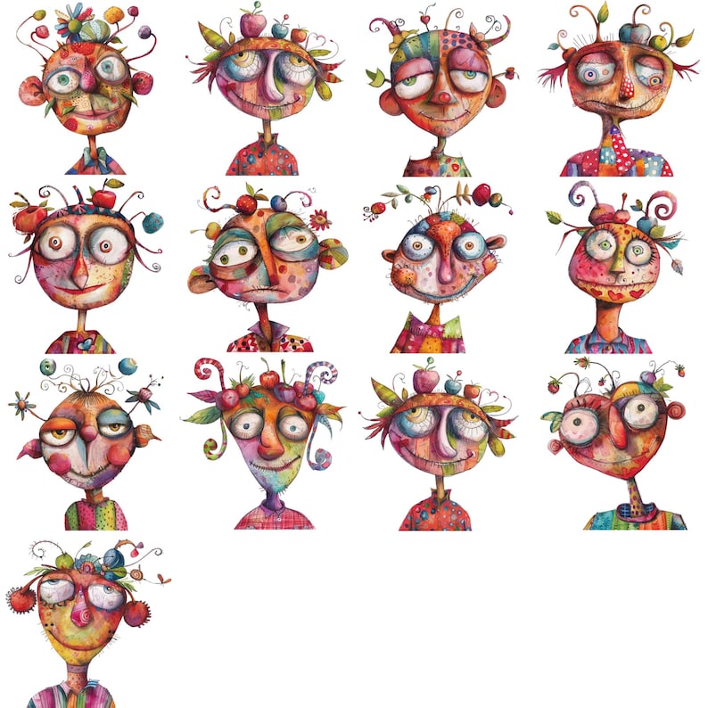Funny Faces Clipart Set: Whimsical PNG Designs (digital Download) - Etsy
