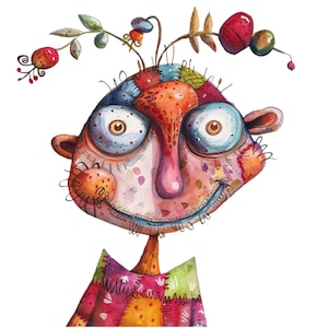 Quirky Whimsical Funny Faces Clipart Set - 13 PNG Instant Download ...