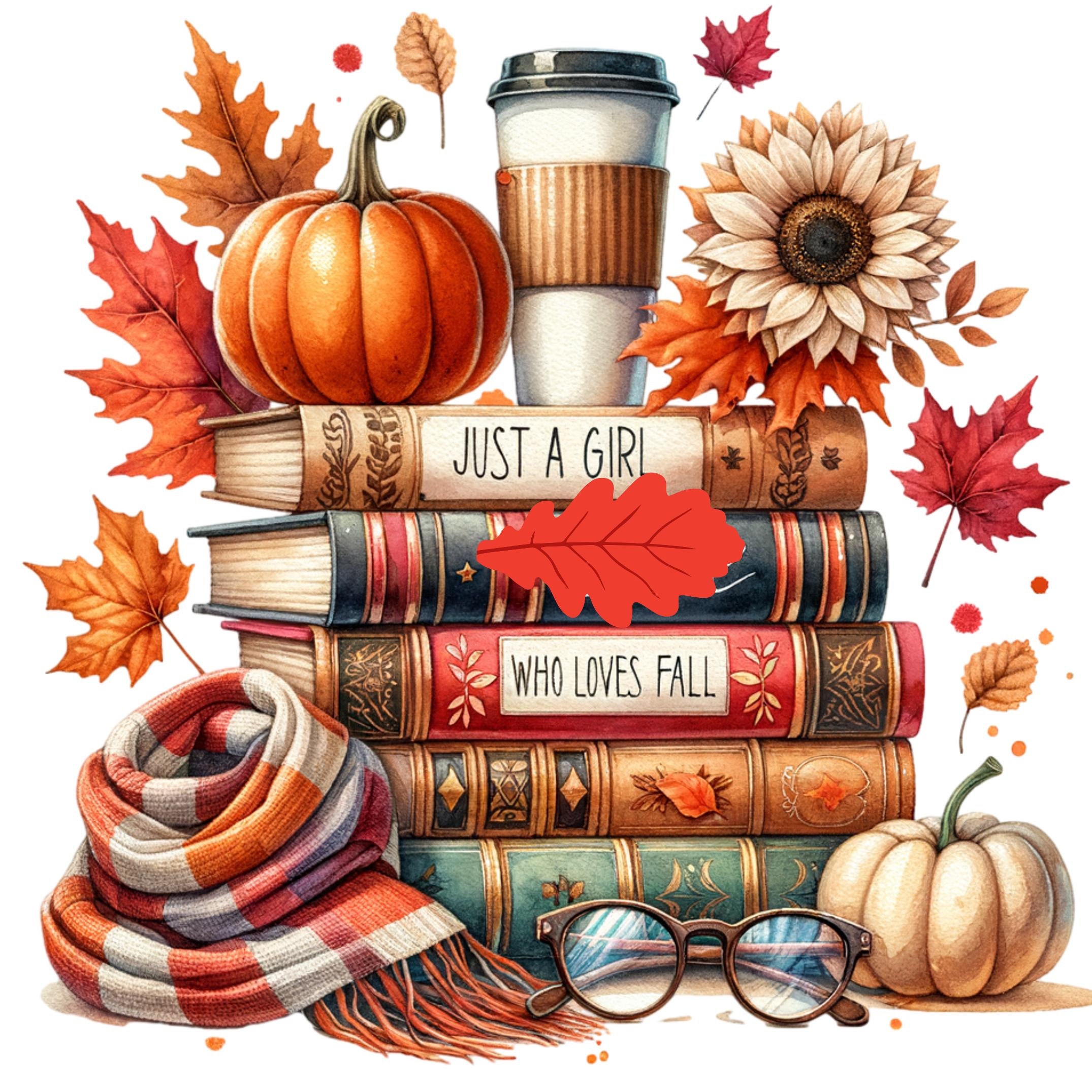 Fall Book Stack Clipart: Autumn Pumpkin Design (digital Download) - Etsy