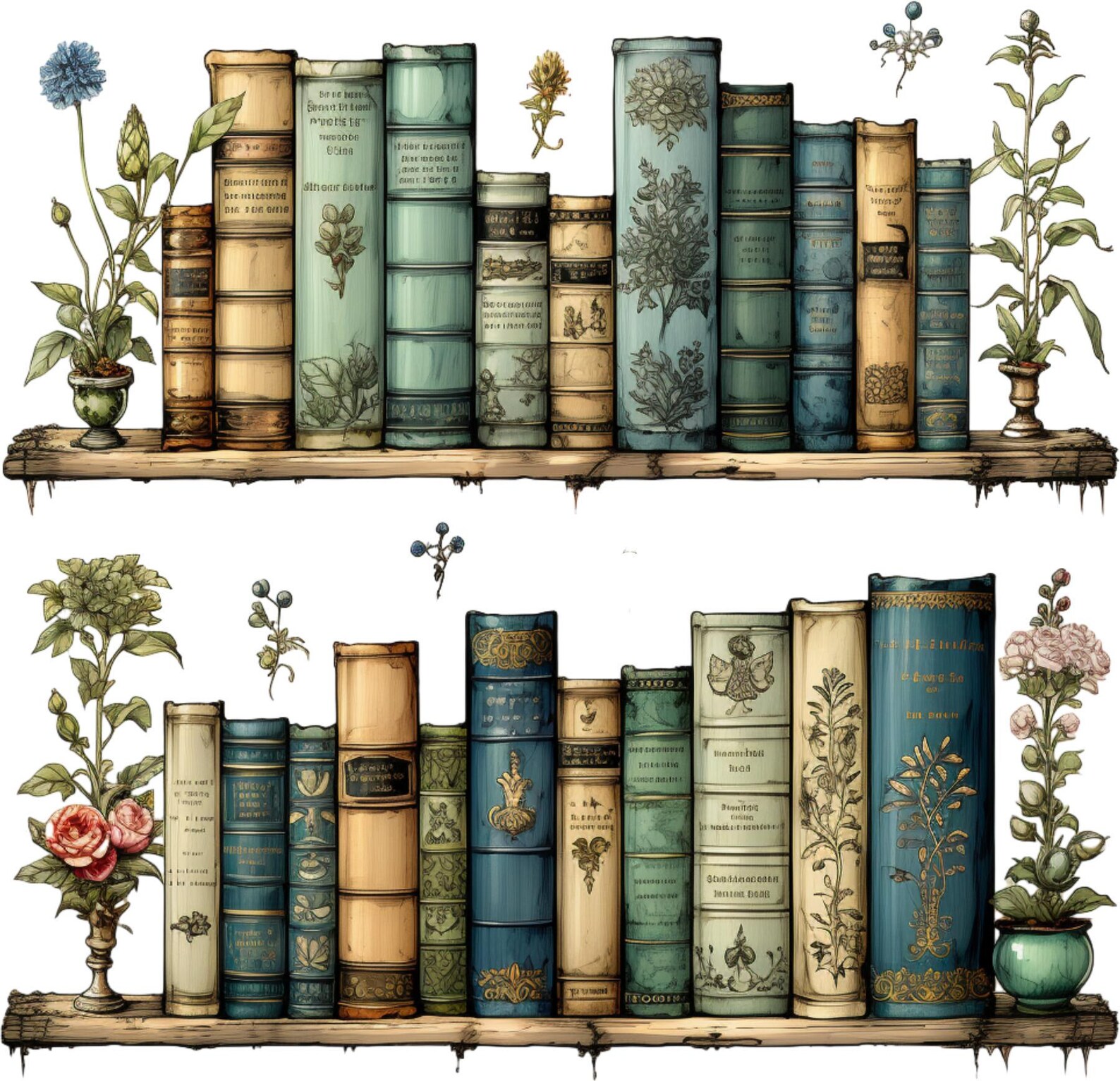 17 Watercolor Book Border Bundle PNG Set, Instant Digital Download ...