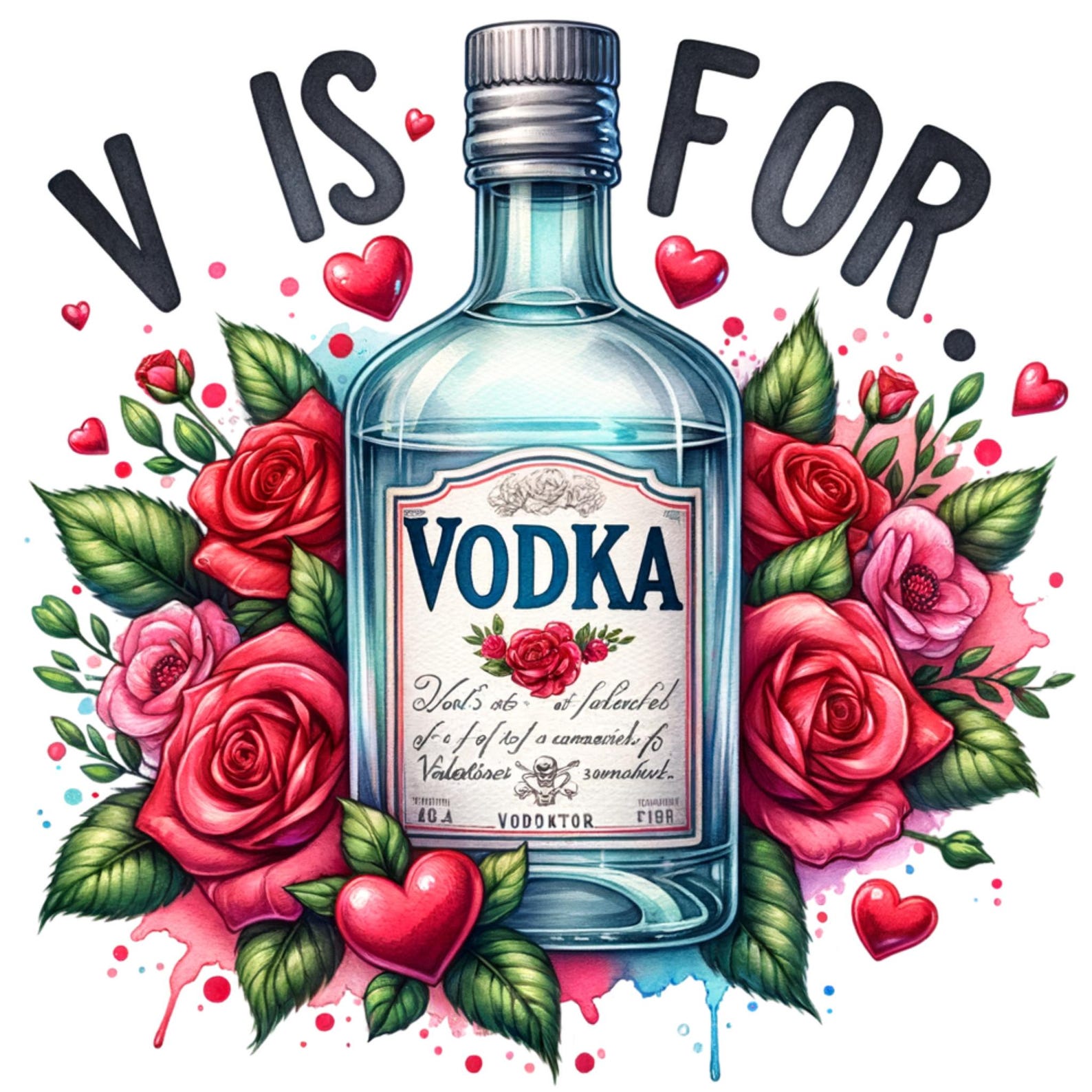 V is for Vodka Valentine PNG: Funny Drinking Design (digital Download ...