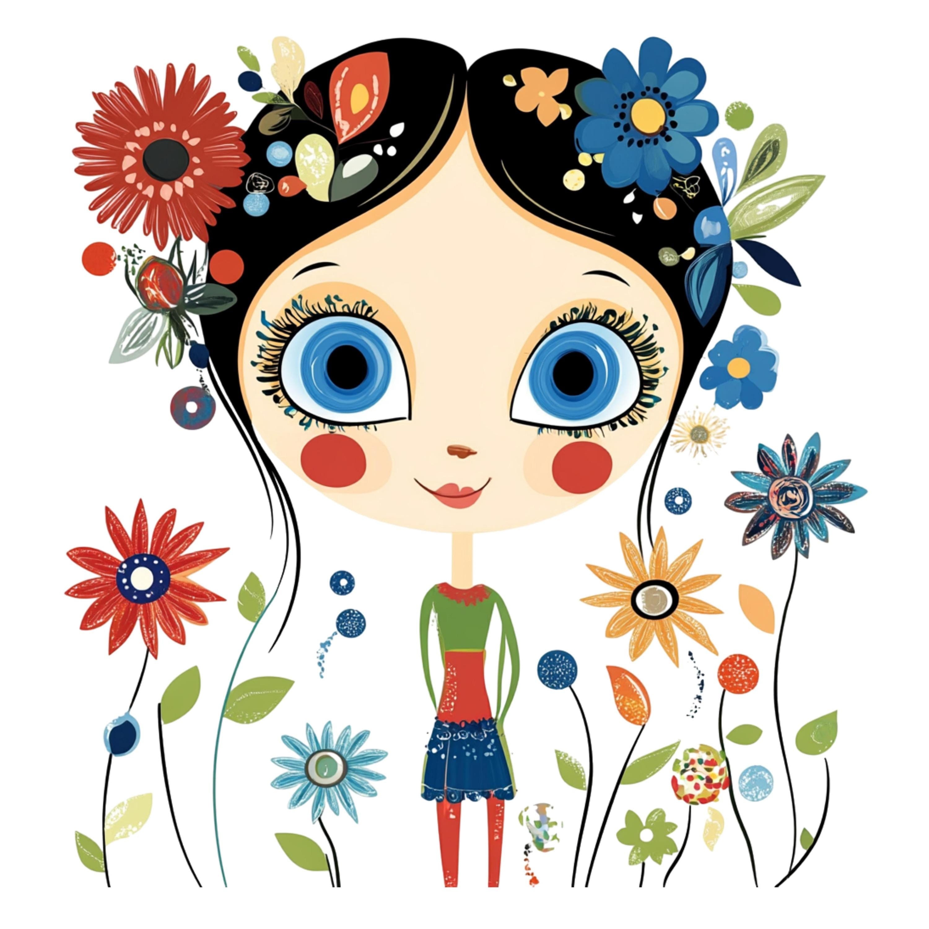 Whimsical Girl Clipart Bundle: Watercolor PNG, DIY Crafts (commercial ...