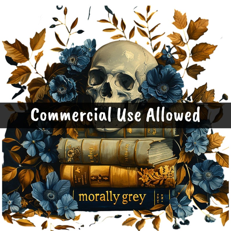 Morally Grey Romantasy Clipart Bundle: Gothic Floral PNG Designs ...