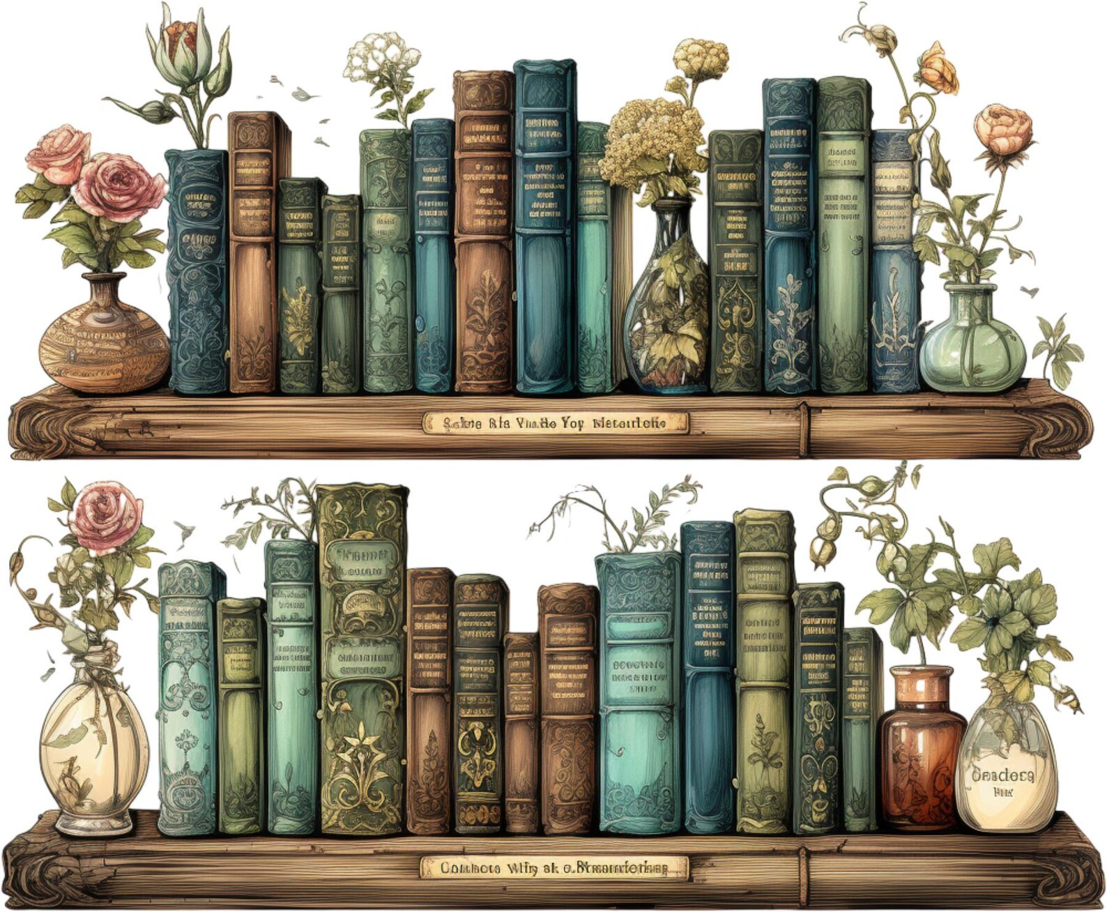 17 Watercolor Book Border Bundle PNG Set, Instant Digital Download ...