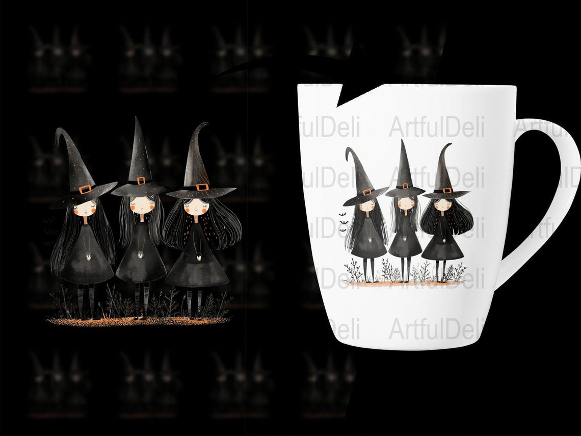 Halloween Witch Clipart, Transparent PNG, Commercial Use, Instant ...