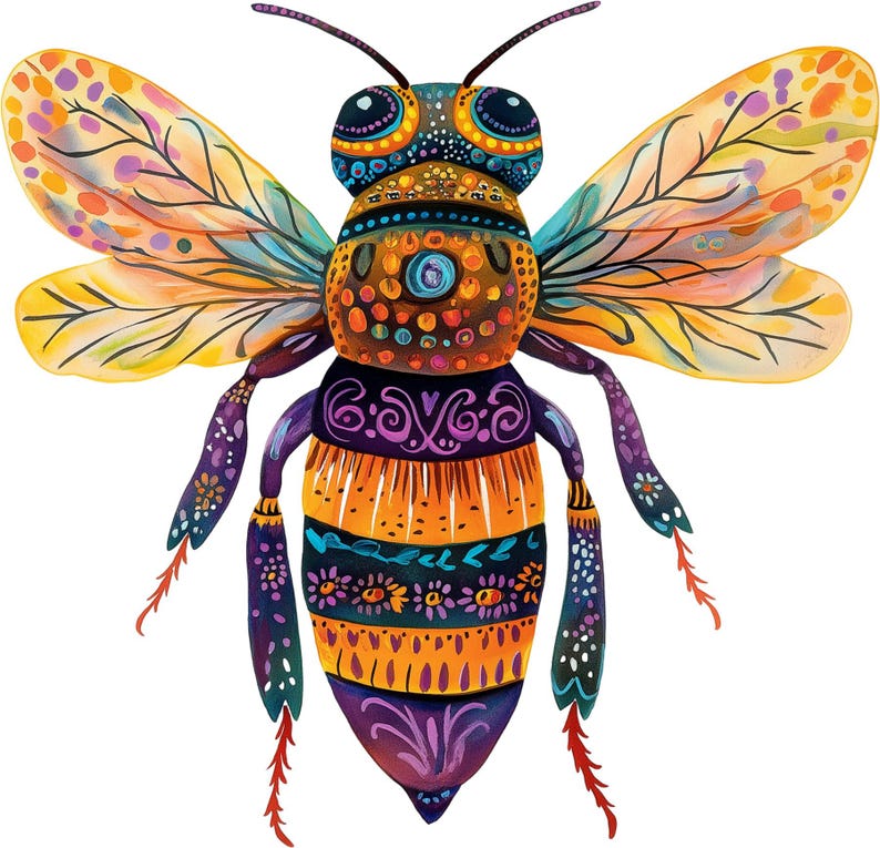 20 Vibrant Bee Clipart Bundle, Instant Download, Colorful Sublimation ...