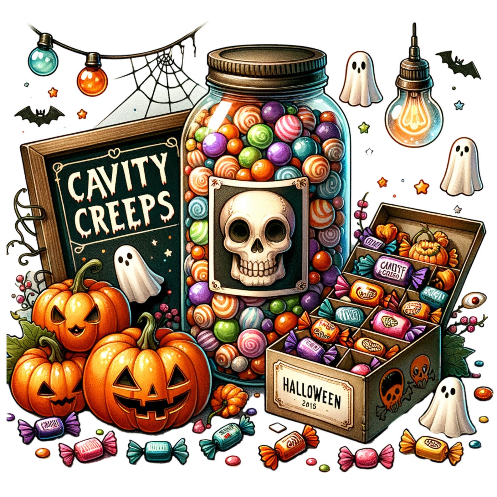 Cavity Creeps Halloween Clipart, Pumpkins, Ghosts (PNG, Sublimation) - Etsy