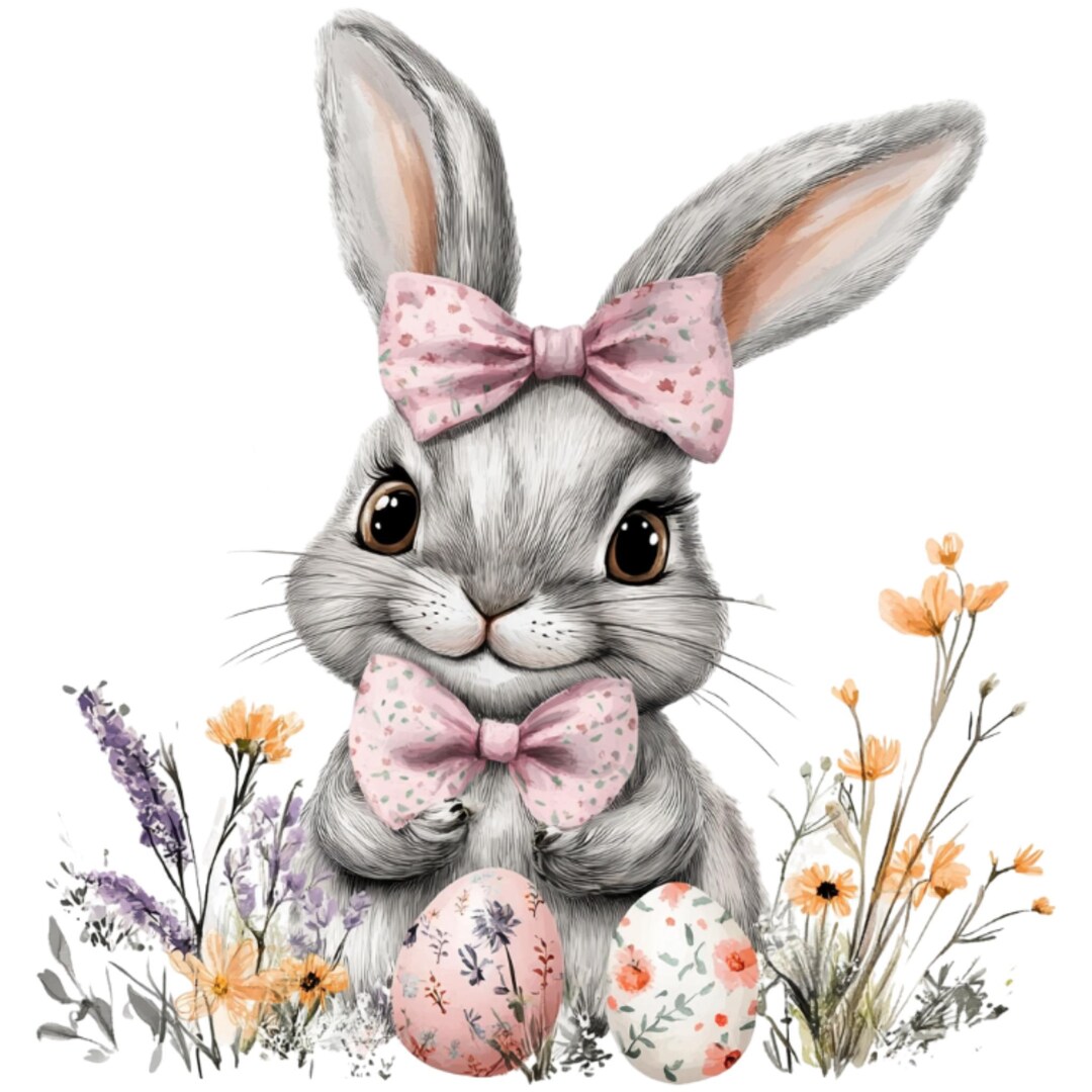 23 Floral Easter Bunny Clipart Bundle, Coquette Watercolor Bunny ...