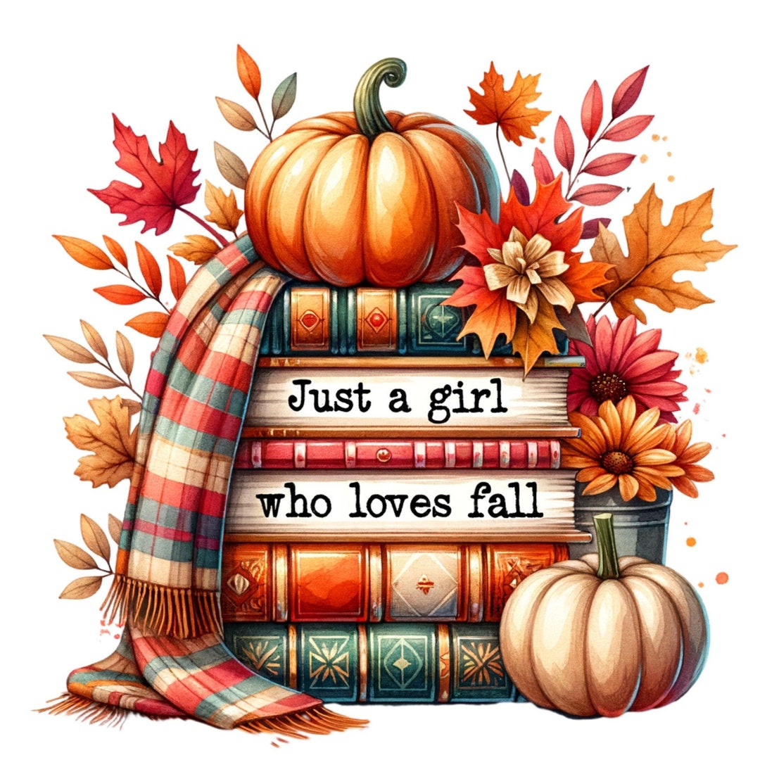 Fall Book Stack Clipart: Autumn Pumpkin Design (digital Download) - Etsy